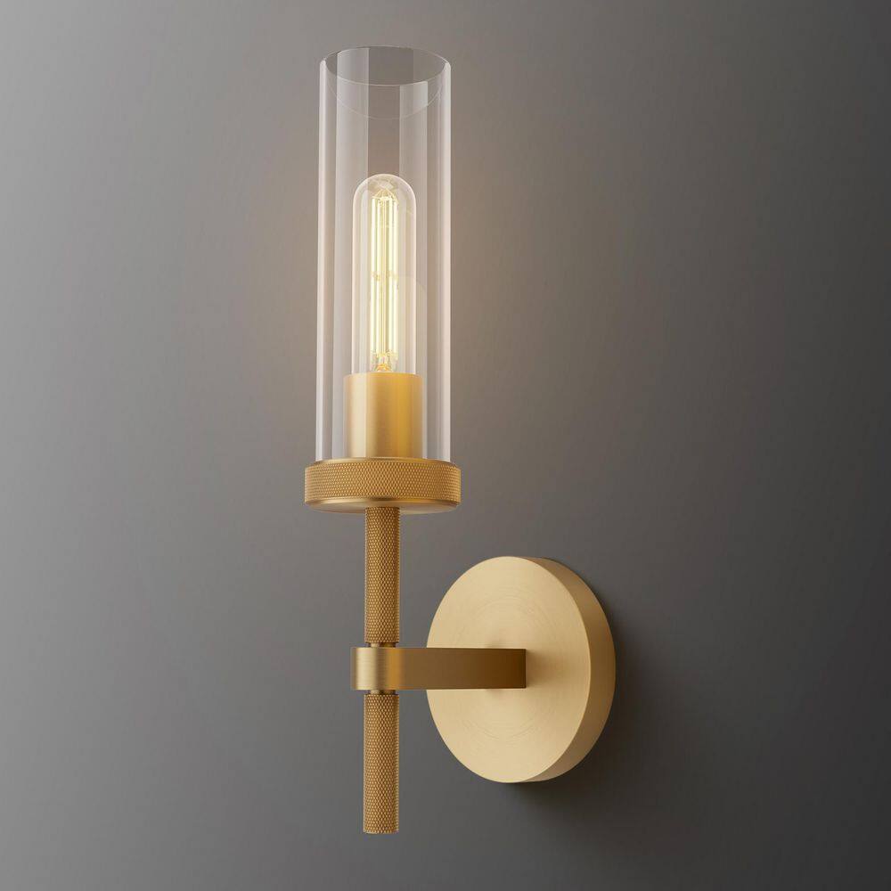 Gleam Flare 17.7 in. 1-Light Black Modern Wall Sconce with Texture ...