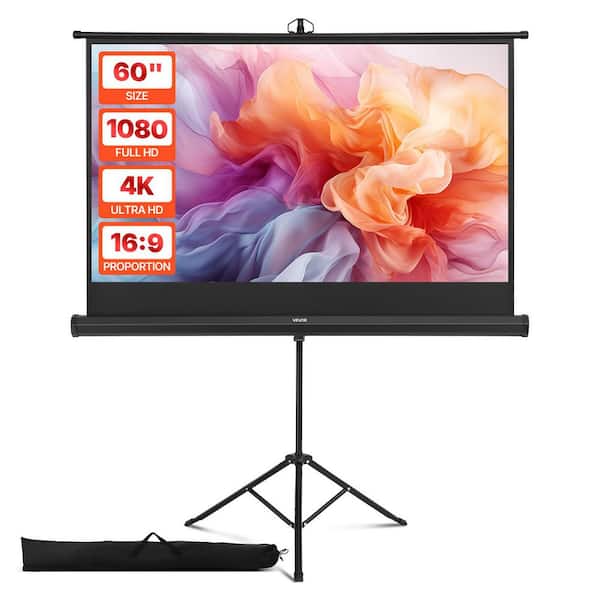 VEVOR Projector Screen with Stand, 60 in. 160° Wide Angle Indoor ...
