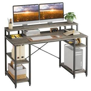 Bestier 55.12 in. Light Oak Computer Desk with Monitor Stand D074G-OAK ...