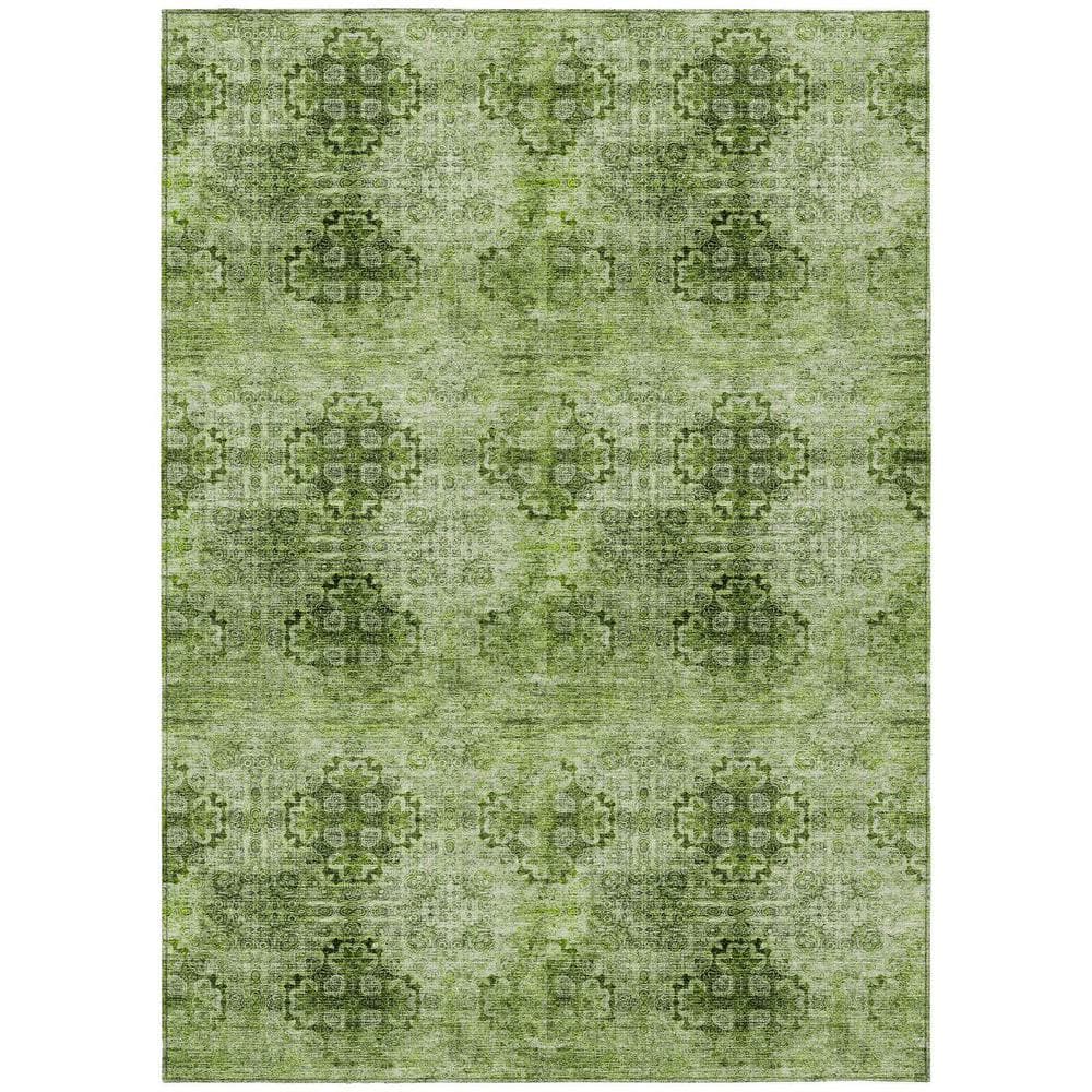 HomeRoots Olive Green 3 ft. x 5 ft. Woven Floral Medallion Rectangle ...