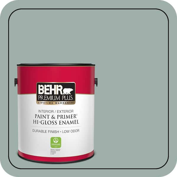 BEHR PREMIUM PLUS 1 gal. #490F-4 Gray Morning Hi-Gloss Enamel Interior ...