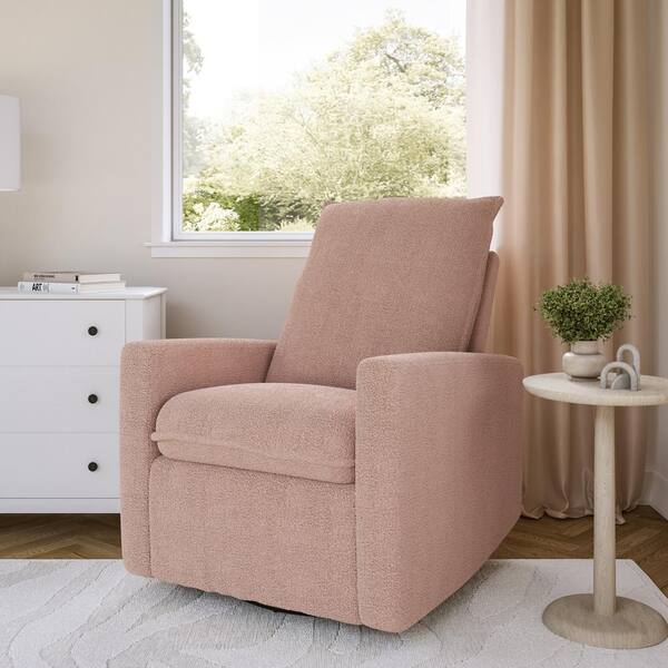 CORLIVING Caillie Pink Boucle Glider Recliner Chair LRB-658-G - The ...