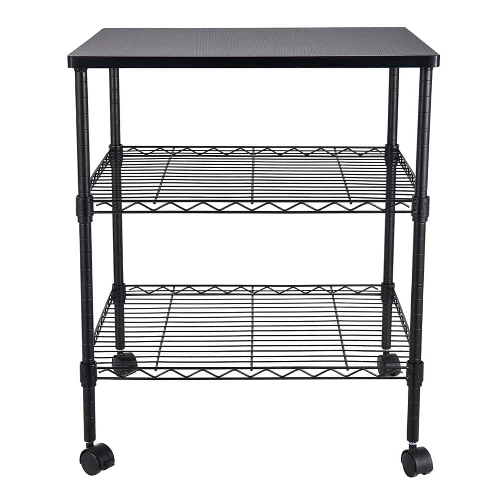 Karl home Modern Iron Multi-Functional 4-Wheeled Storage Cart in Black ...