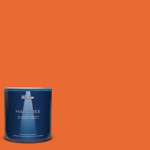 BEHR PREMIUM PLUS 8 oz. #220B-7 Electric Orange Flat Interior/Exterior ...