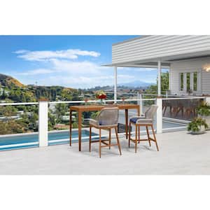 PURPLE LEAF Modern Aluminum Rectangle Bar Height Top Table and Wicker ...