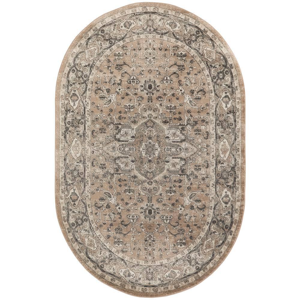 Nourison Concerto Beige Grey 6 ft. x 9 ft. Center medallion Traditional ...