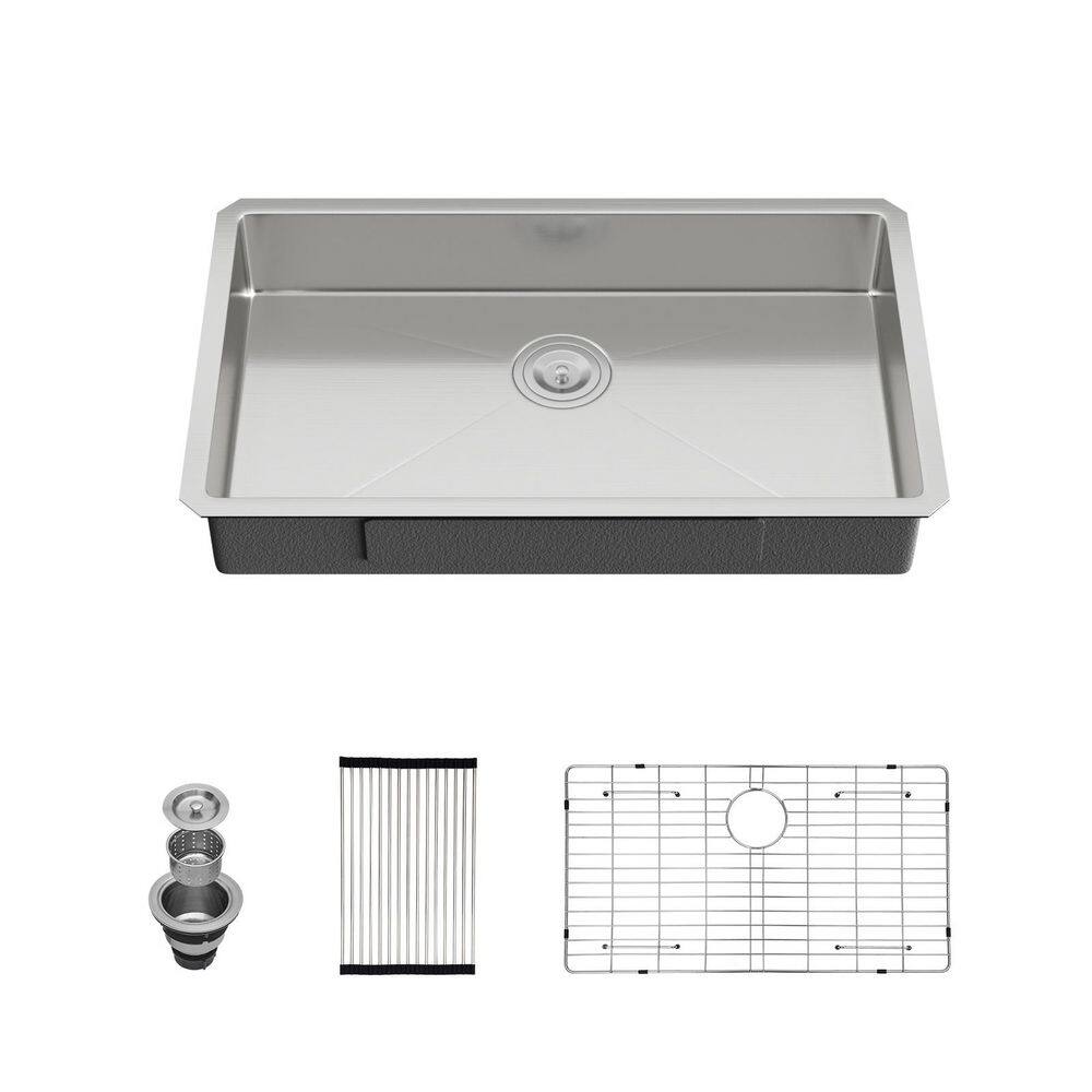 Sarlai 30 in. x 18 in. x 5.5 in. Undermount Single Bowl 16-Gauge ...