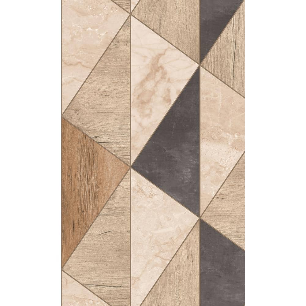 Walls Republic Brown Geometric Wood Panel Printed Non-Woven Non-Pasted ...