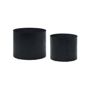 Sudzendf Matte Black MDF Round Outdoor Side Table 2-Piece 2024-7-3-10 ...