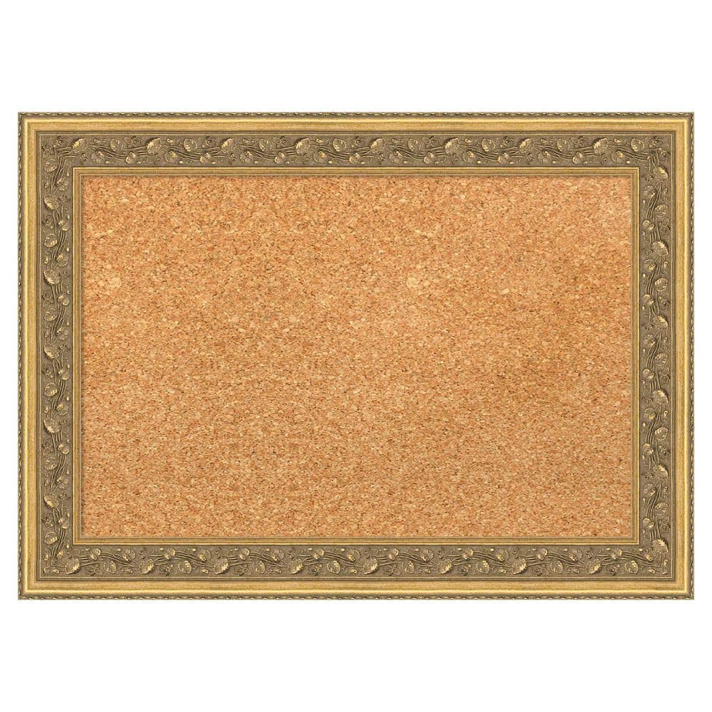 Amanti Art Carter Dark Gold 22 in. x 16 in. Wood Framed Natural Cork ...
