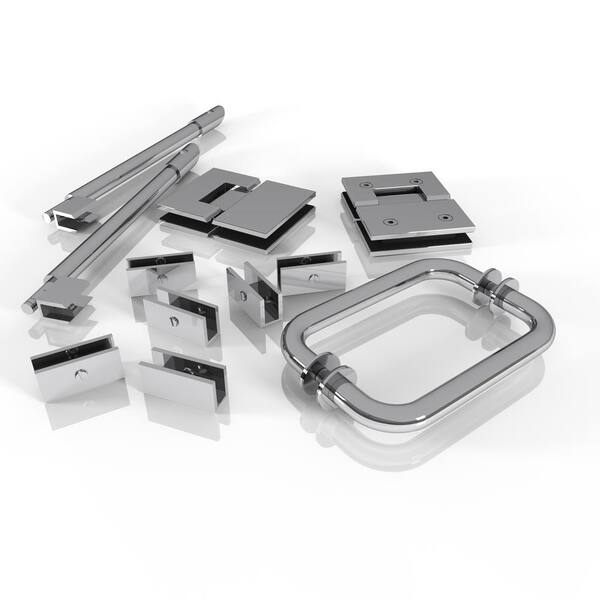 Glass Warehouse 78 in. 90 Degree Glass Hinged Hardware Pack in Chrome ...