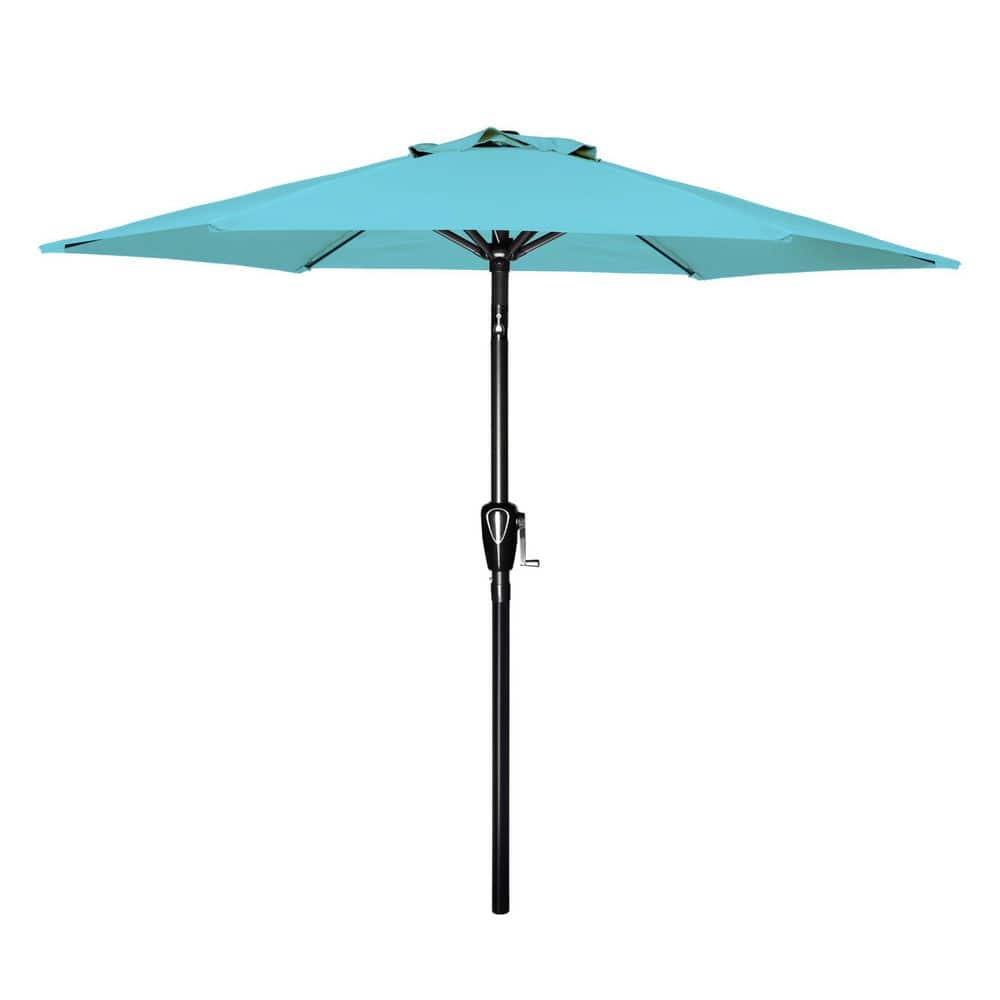 Tidoin 7.5 ft. Steel Market Tilt Patio Umbrella in Turquoise Umbrella ...