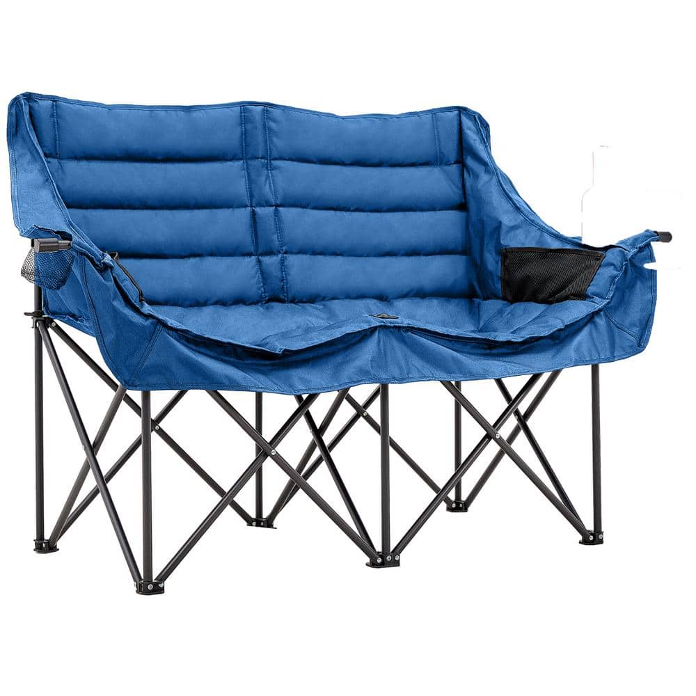 BOZTIY XXXL Oversized 2 Person Camping Chair Folding Fully Padded Camping Couch Double Portable Lawn Chair Patio Chair Blue SRY 16T BLueHD01 The