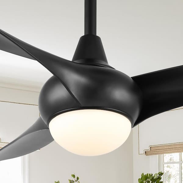 JONATHAN Y Aviator 52 in. 1-Light Integrated LED Black Ceiling Fan ...