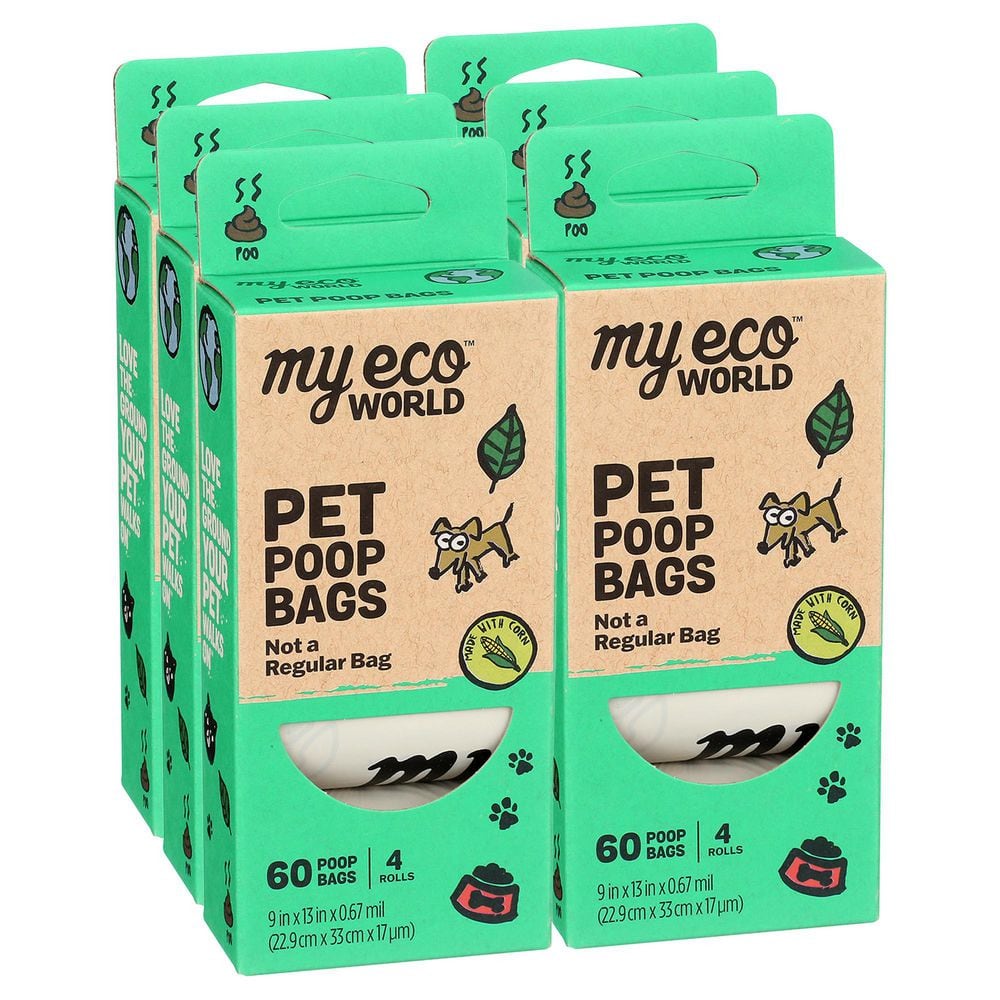 MyEcoWorld 9 x 13 in. Home Compostable Pet Waste-Bags, 6-Boxes of 4 ...