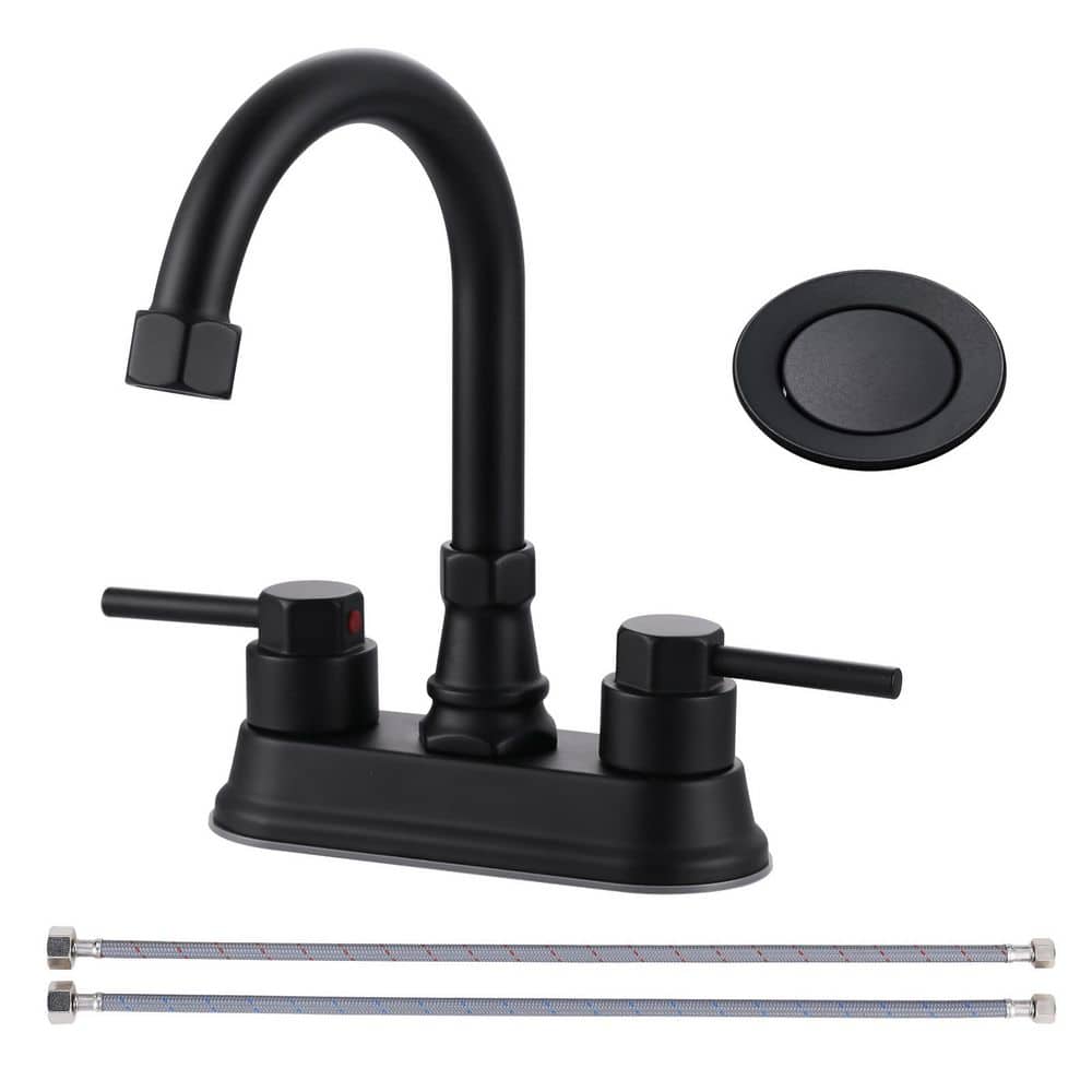 VEVETTA 4 in. Centerset Double Handle High Arc Bathroom Faucet with ...
