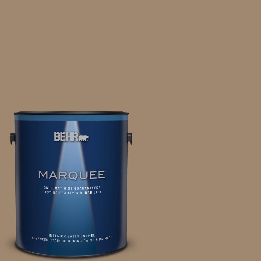 BEHR MARQUEE 1 gal. #700D-5 Toffee Crunch One-Coat Hide Satin Enamel ...