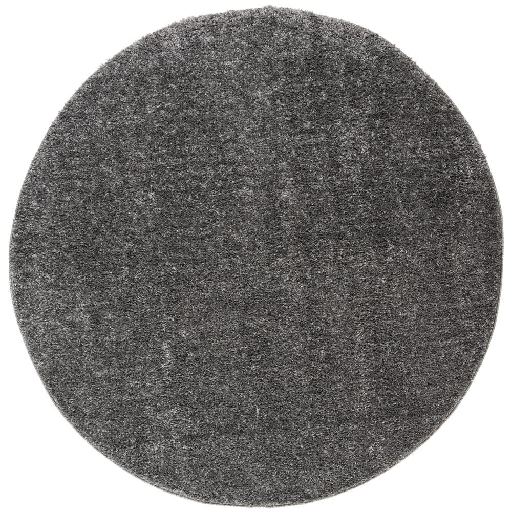 SAFAVIEH August Shag Gray 9 ft. x 9 ft. Round Solid Area Rug AUG900F-9R ...