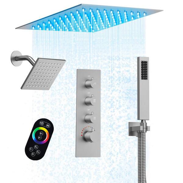 Cranach Thermostatic Valve Led Mood Lighting 7 Spray Ceiling Mount 12