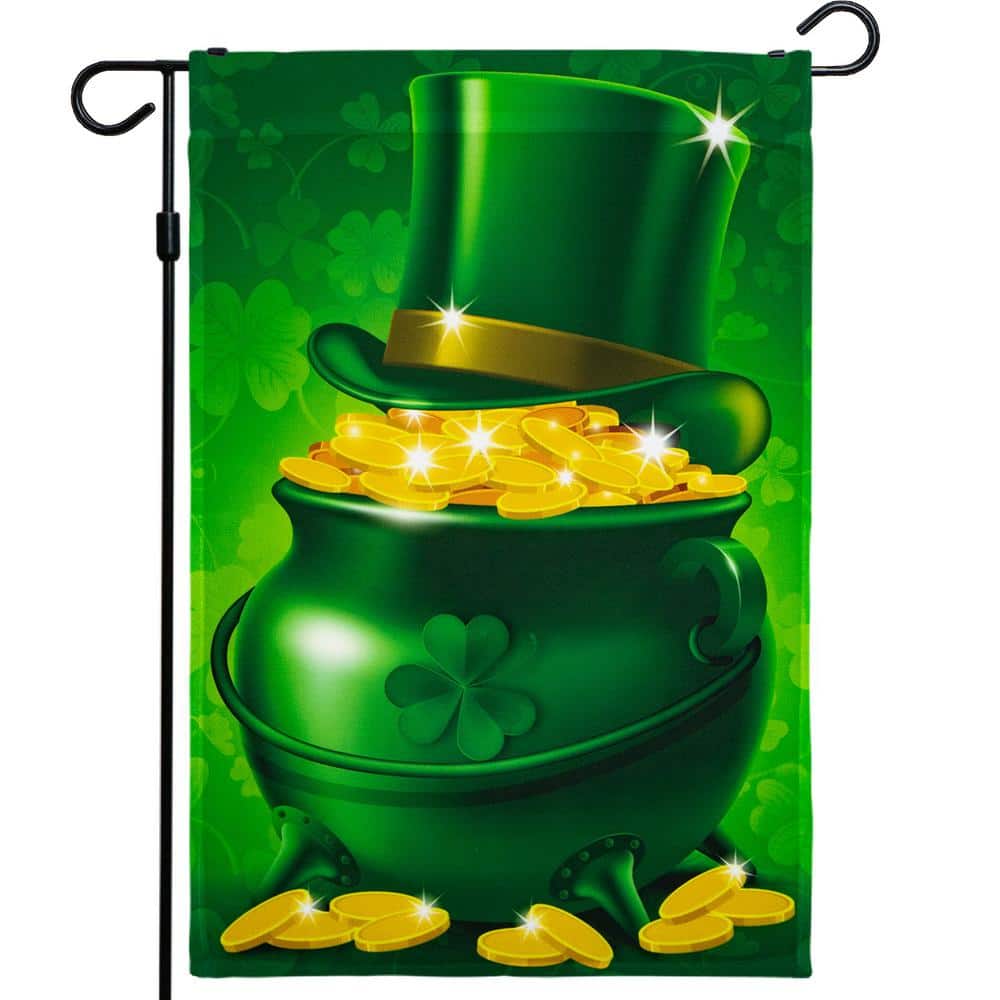 G128 1 ft. x 1.5 ft. Polyester St. Patrick's Day Pot of Gold and Hat 2 ...