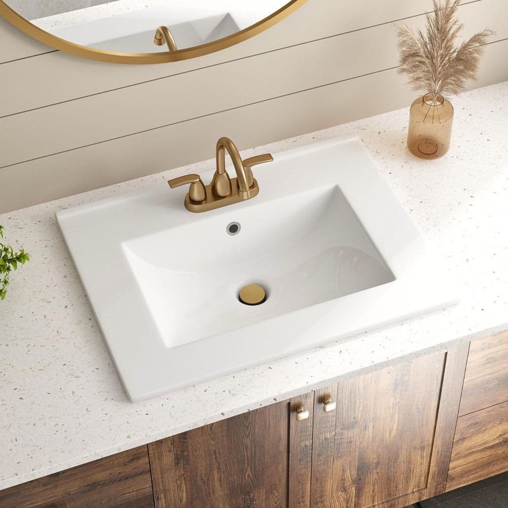 Los Flexi Drop In Bathroom Sink 24 in. x 18 in. White Ceramic ...