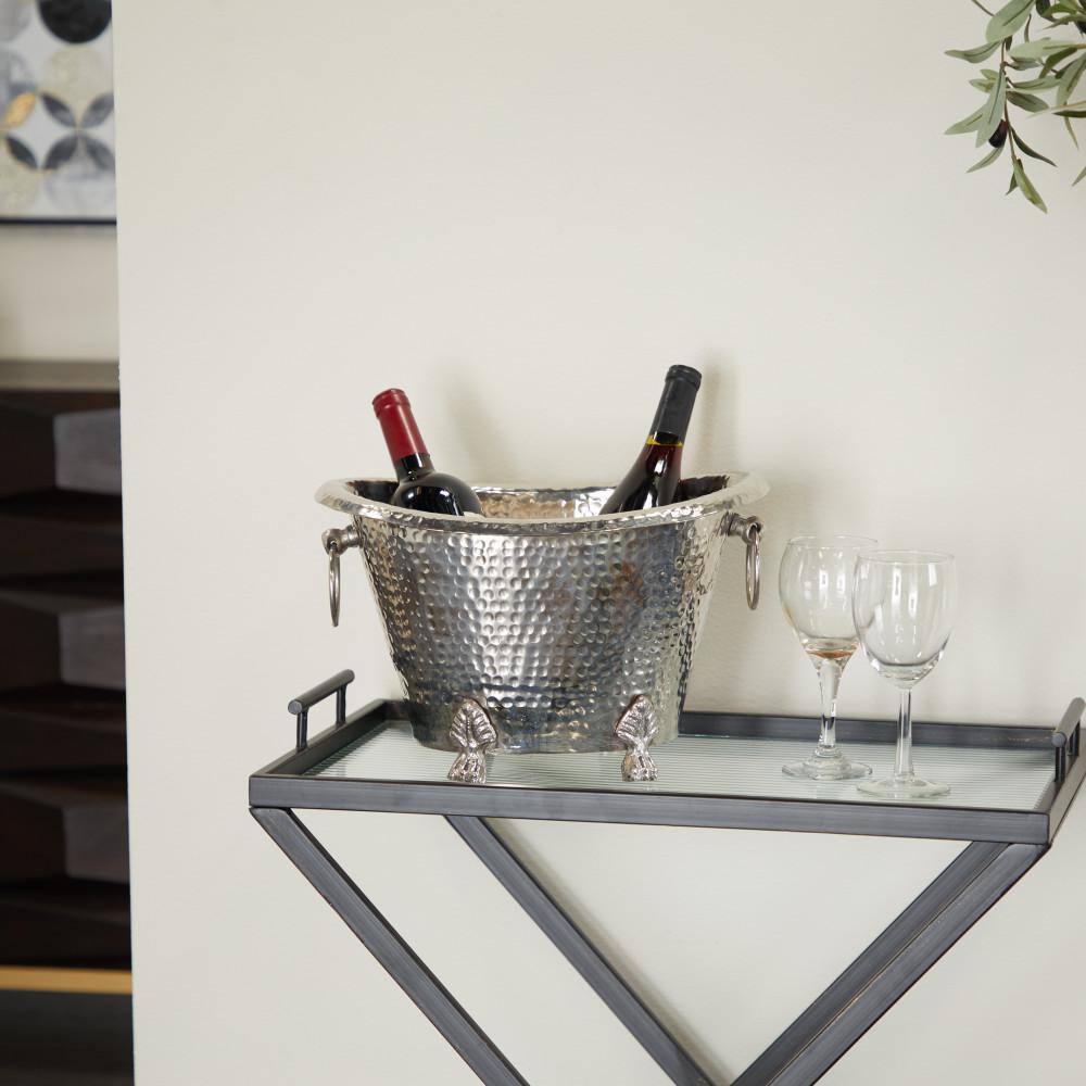 Litton Lane Silver Aluminum 6 Bottles Ice Bucket 040160 - The Home Depot