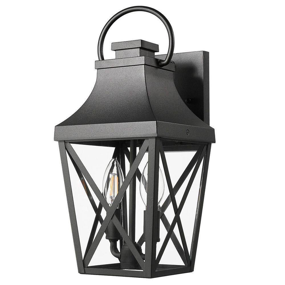 HKMGT 16 in. Black Outdoor Hardwired Wall Lantern Scone Exterior Wall ...
