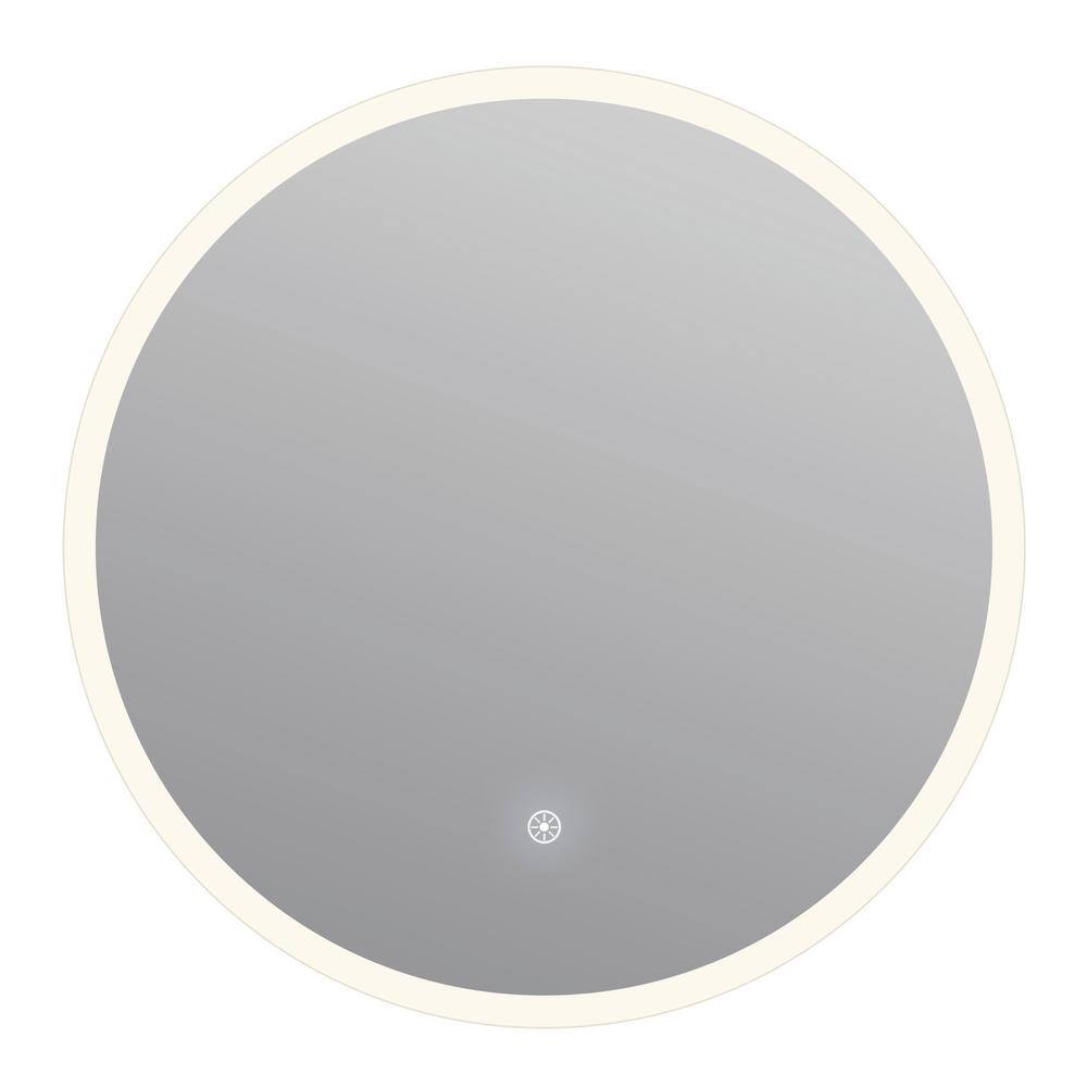 ARPELLA Eva 30 in. W x 30 in. H Large Round Frameless Perimeter LED ...