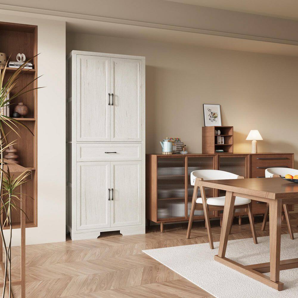 FUFU&GAGA Light Oak Wood 31.5 in. Pantry Cabinet with Drawer Storage ...