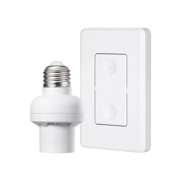 DEWENWILS 120-Volt Remote Control Light Bulb Socket w/ Wall Mounted ...