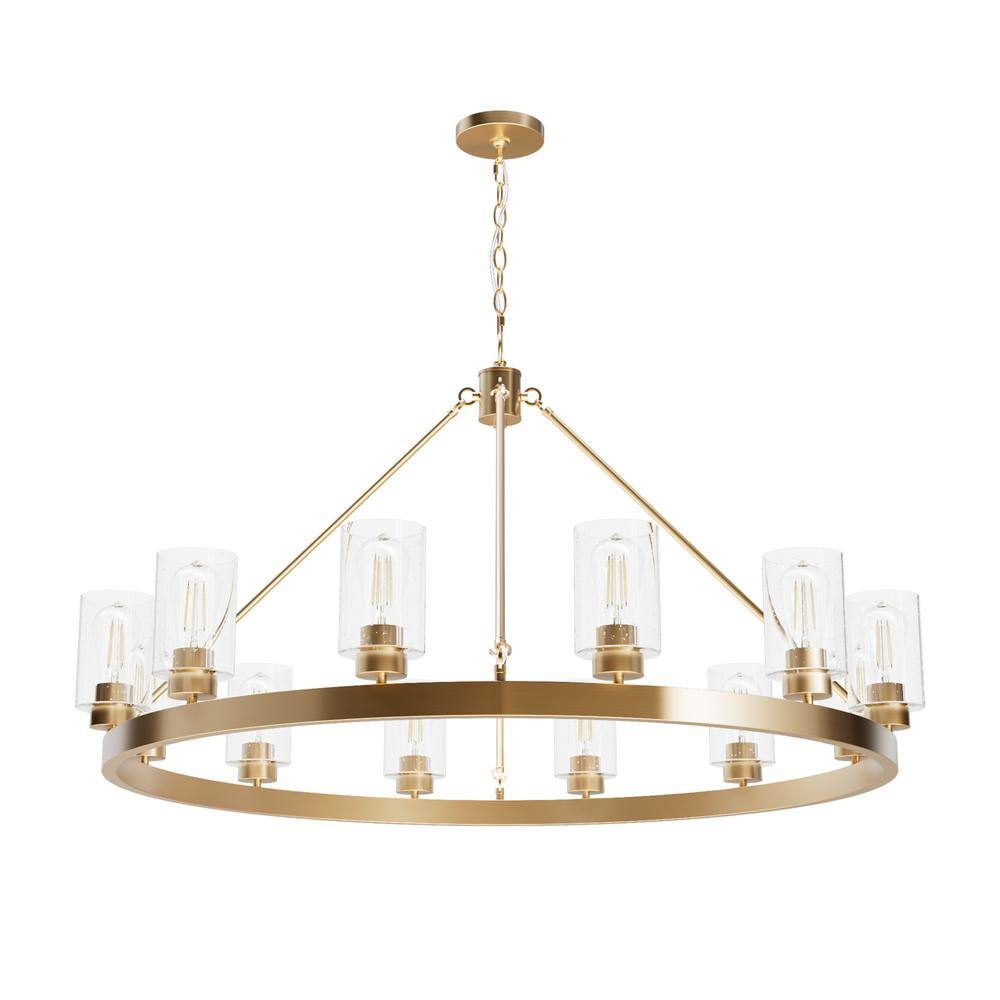 Hunter Hartland 12-Light Alturas Gold Wagon Wheel Chandelier with Clear ...
