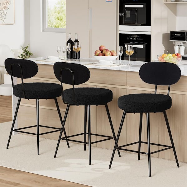 Hommpa 37.72 in. H Black Swivel Upholstered Metal Frame Bar Stools with ...