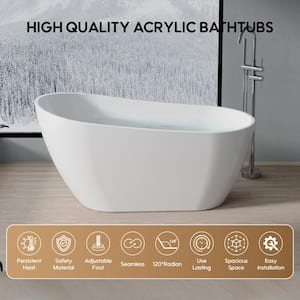 Xspracer Moray 67 in. x 30 in. Acrylic Flatbottom Freestanding Soaking ...