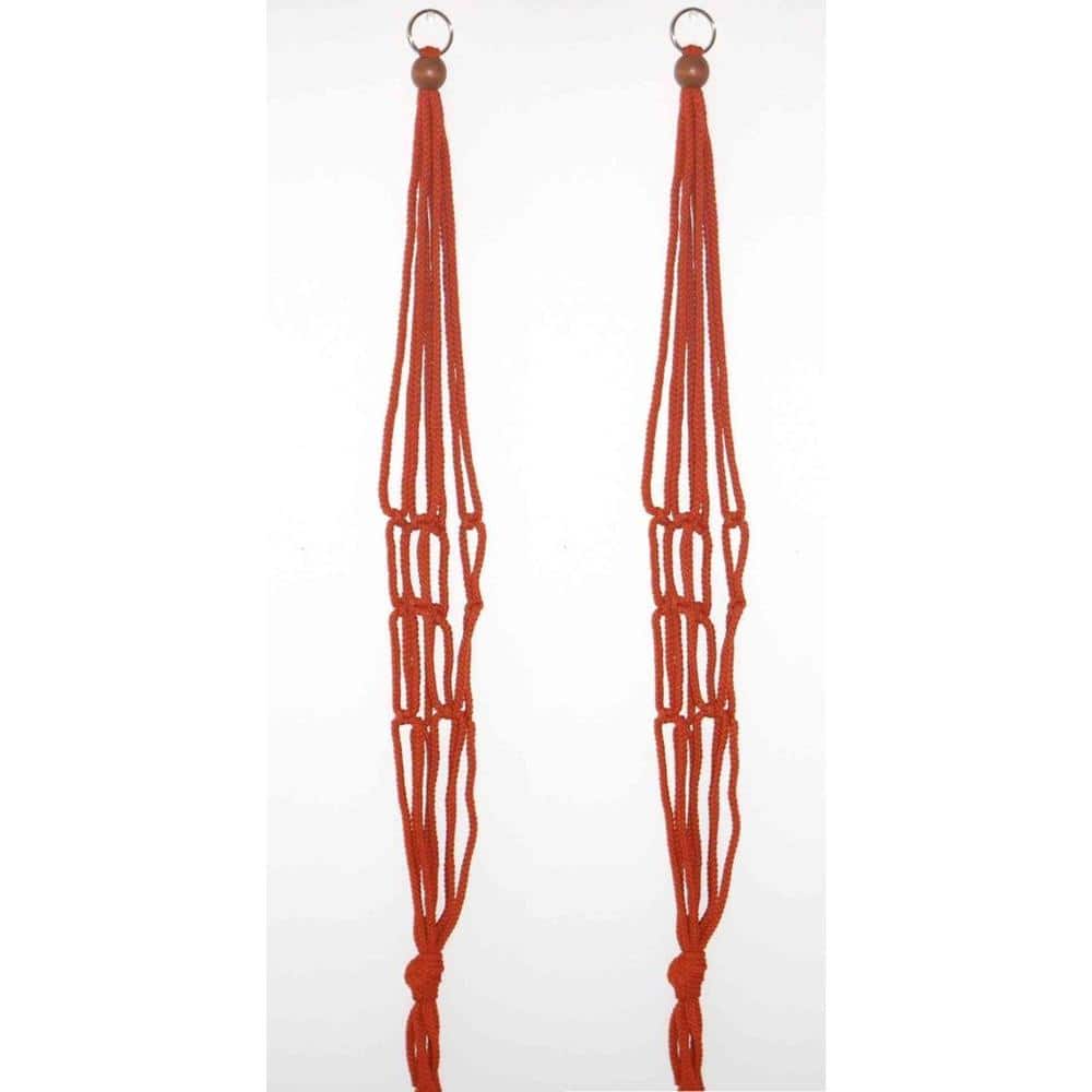 Primitive Planters 30 in. Rust Polypropylene Macrame Plant Hangers (2 ...