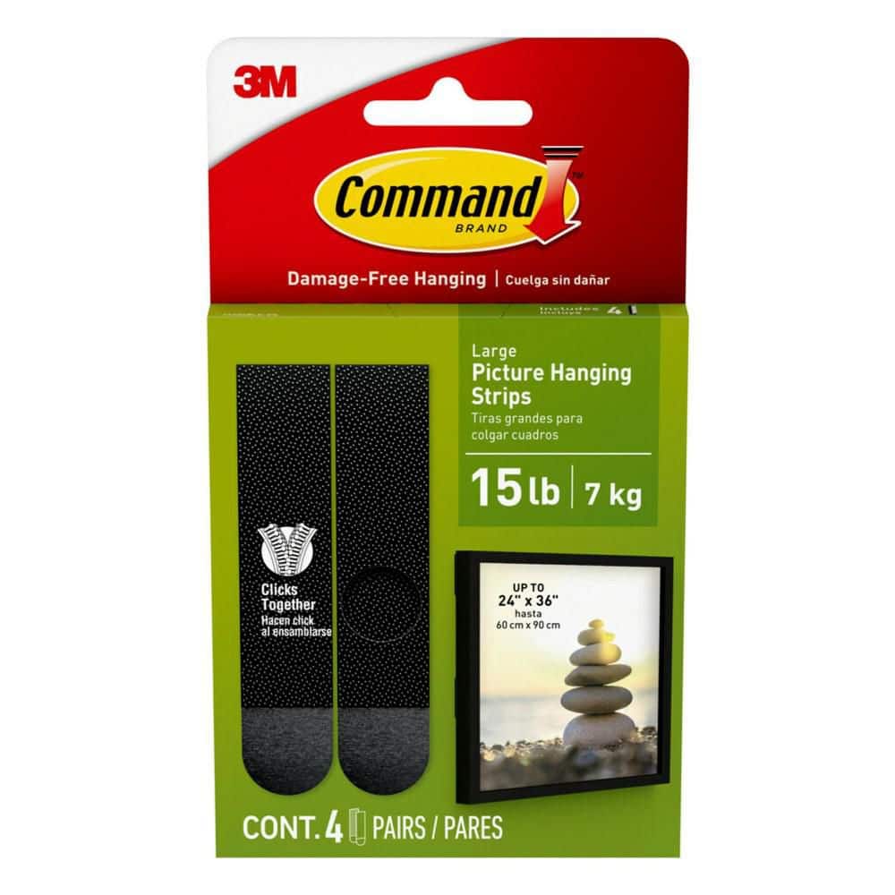 Reviews for Command Large 15lb Picture Hanging Strips, Black, 4 Pairs ...