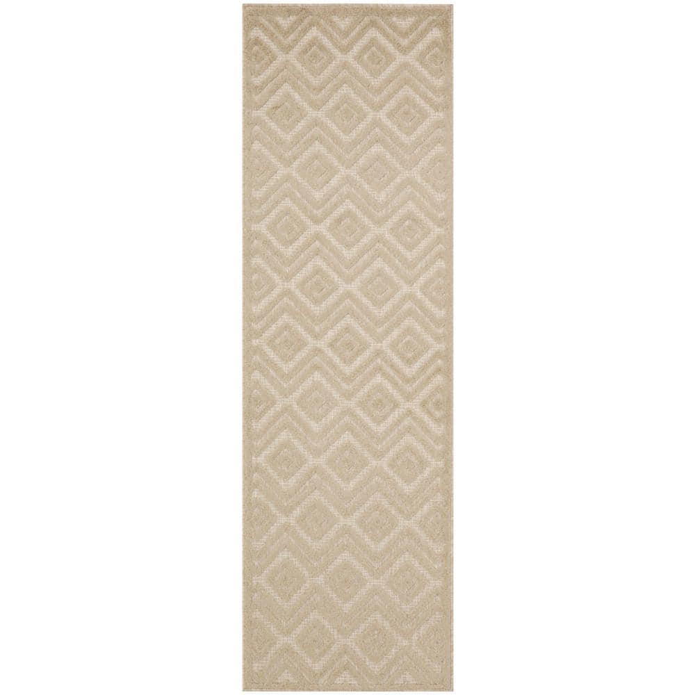 Nourison Versatile Cream 2 ft. x 8 ft. Diamond Contemporary Runner ...