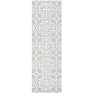 SAFAVIEH Cambridge Light Blue/Ivory 3 ft. x 8 ft. Geometric Trellis ...