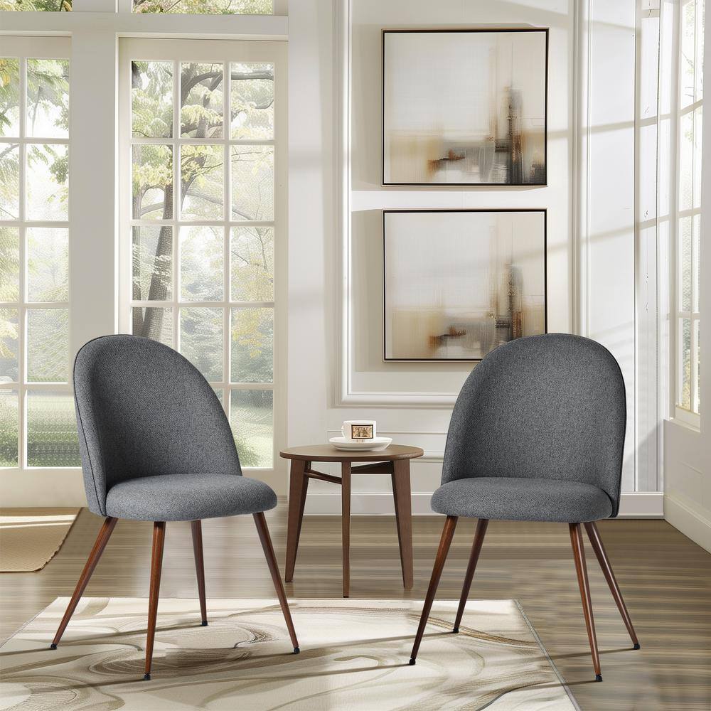 Homy Casa HATA Grey Fabric Upholstered Accent Side Chairs with ...