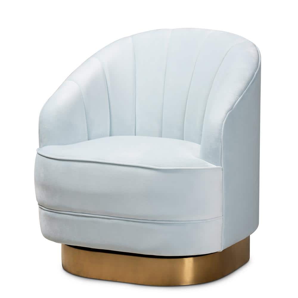 Baxton Studio Fiore Light Blue Velvet Swivel Accent Chair 161-10398-HD ...