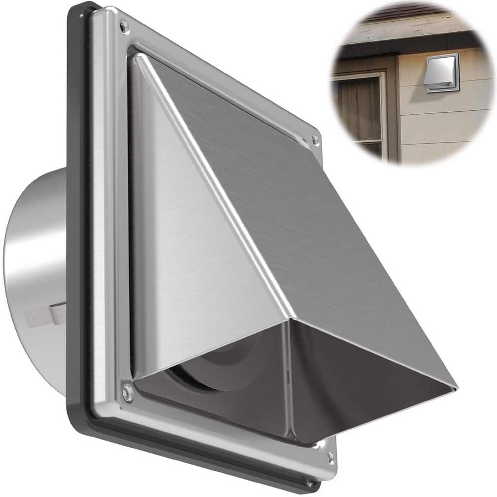 Laybus 6 in. Stainless Steel Dryer Vent Cover Outdoor Wall with Rubber ...