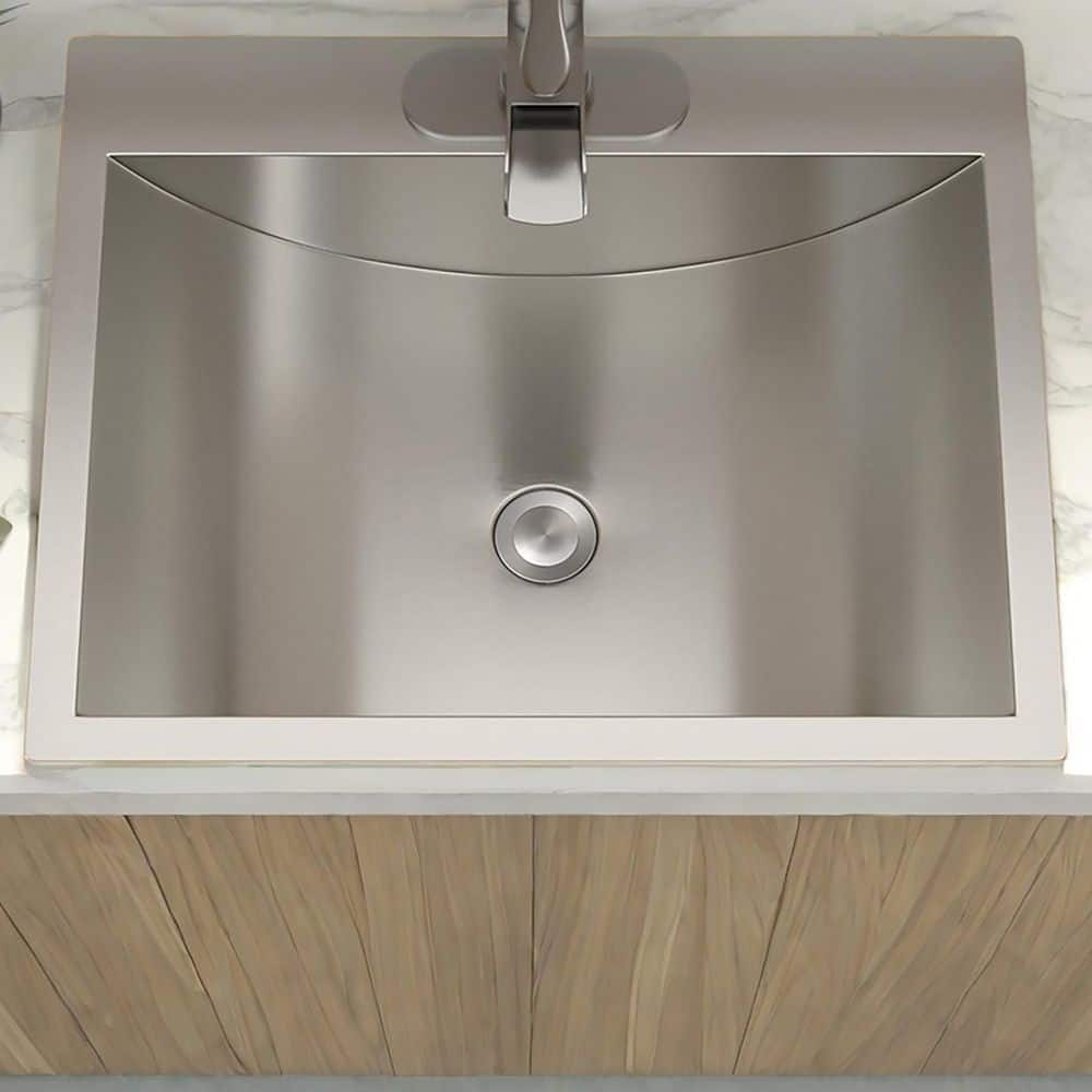 Timussi 21 in. Drop-in Stainless Steel Bathroom Sink in (Gray) Brushed ...