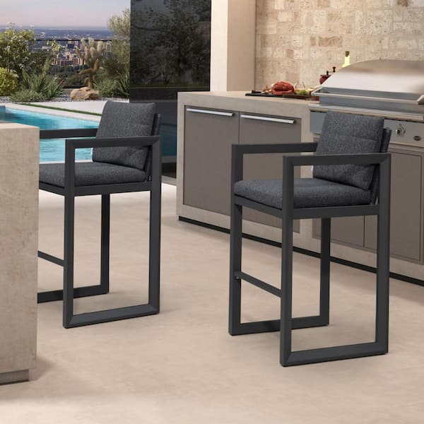PURPLE LEAF 30 in. Modern Aluminum Outdoor Bar Stool with Stainless ...