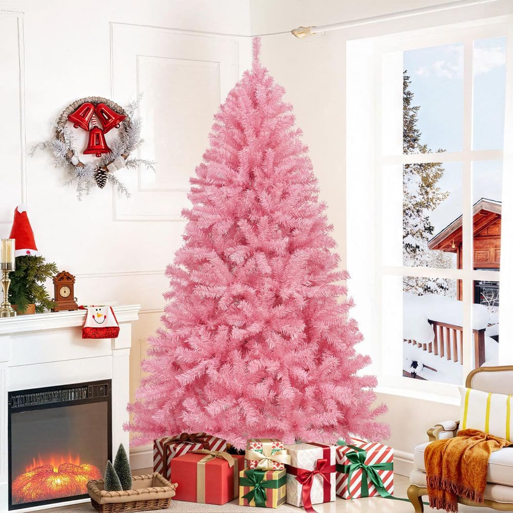 JEAREY Pink 6 ft. Unlit Artificial Classic Christmas Tree CT6-HD-PINK ...