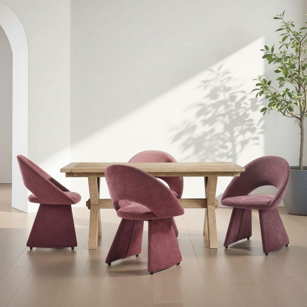 Armen Living Angelina Modern Curved Back Plum Upholstered Dining Chair ...
