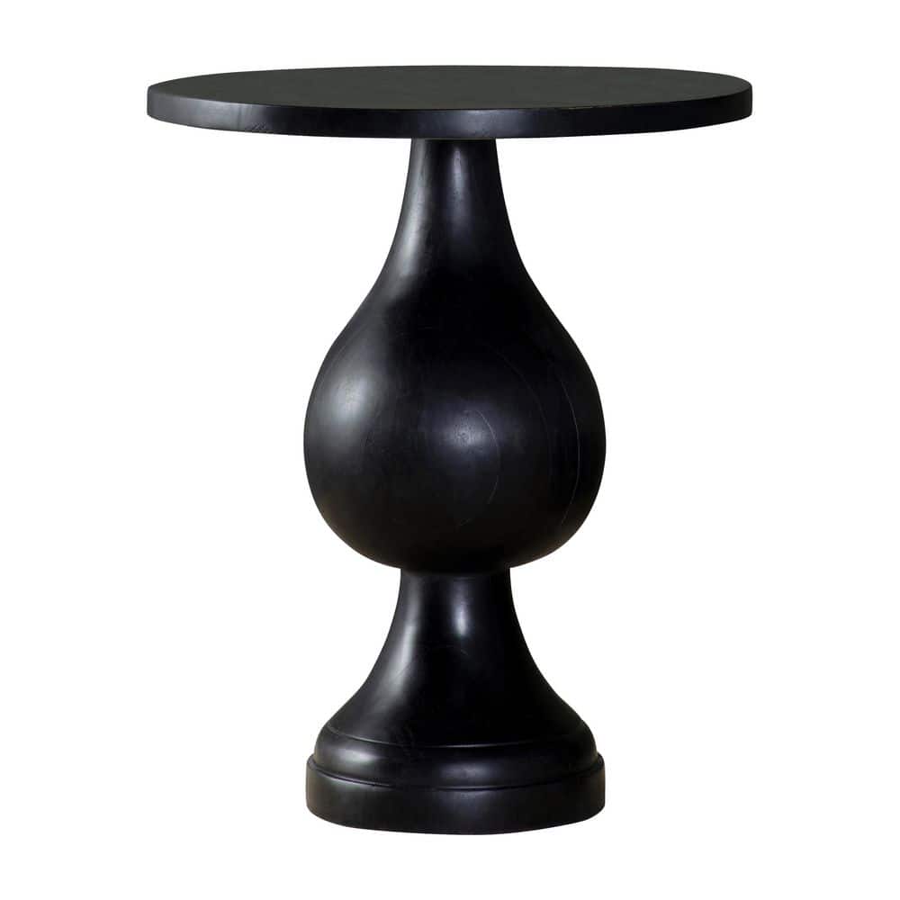 Coaster 20.25 in. Black Stain Round Wood Accent Table with Pedestal ...