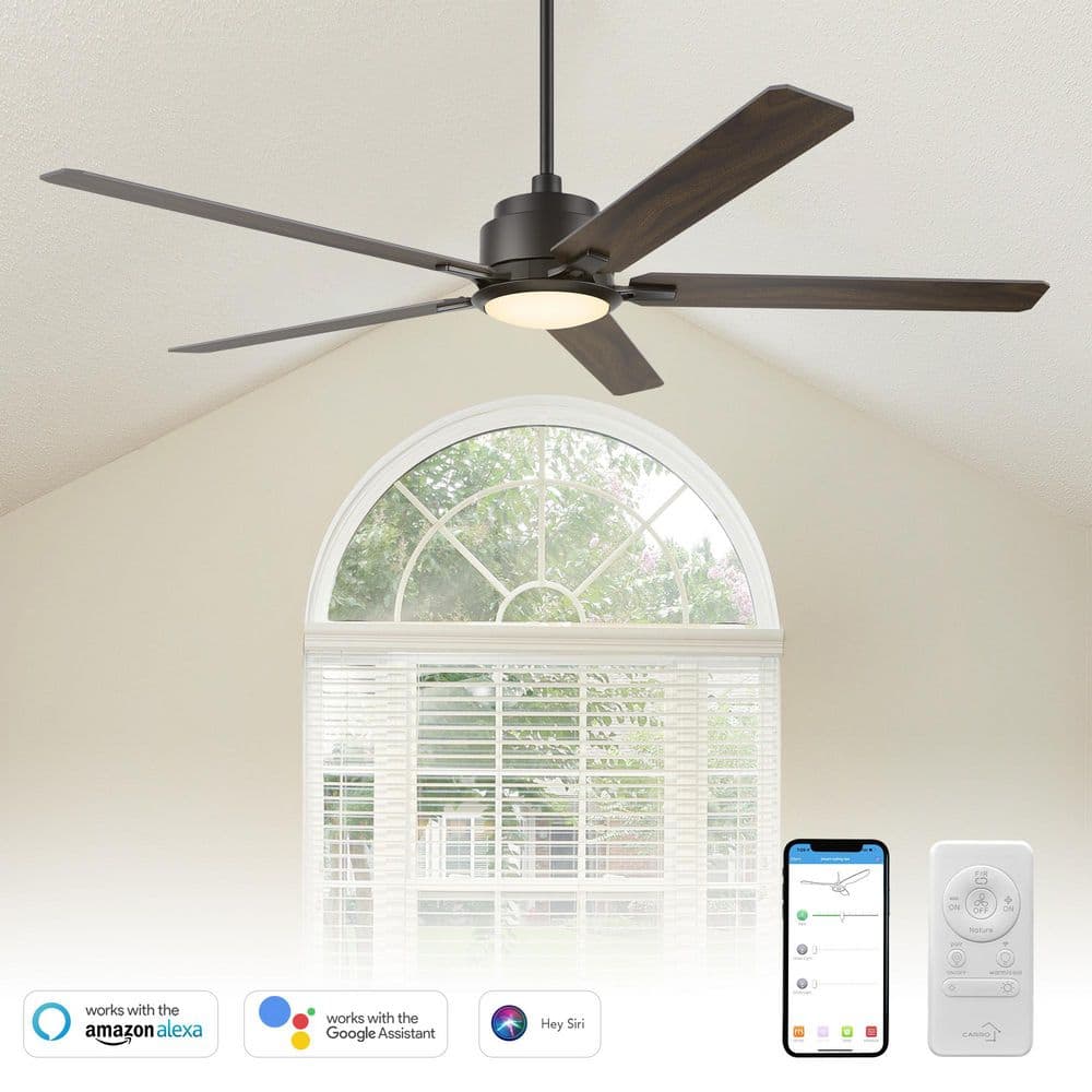 CARRO Essex 60 in. Dimmable LED Indoor/Outdoor Black Smart Ceiling Fan ...