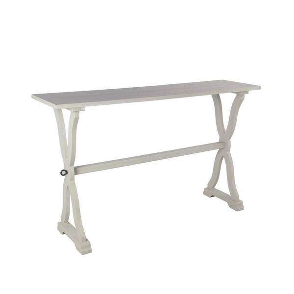 Benjara 13.75 in. Gray Rectangle Wood Top Console Table with Crossed ...