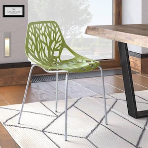 Leisuremod Stackable Dining Chair in Polypropylene Plastic with Chrome ...