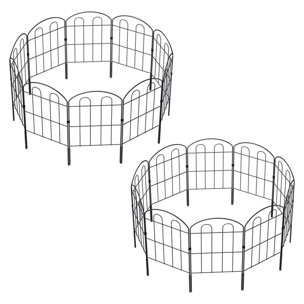 Oumilen 24 in. H x 13 in. W Rustproof Metal Arched Double Gate Fence 20 ...