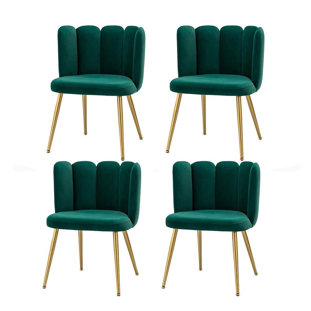 JAYDEN CREATION Bona Green Side Chair with Metal Legs (Set of 4 ...